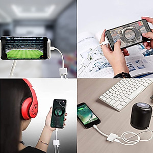 Apple MFi Certified 2 in 1 Dual Lightning Aux Charge Adapter, iPhone Headphones Splitter for iPhone 13 12 11 XS XR X 8 7 6 Support Audio+Charge+Call+Music Volume Control - 2 Pack