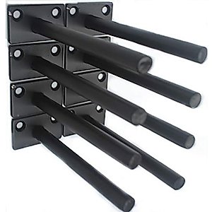 8 Pcs 5" Black Solid Steel Floating Shelf Bracket Blind Shelf Supports - Hidden Brackets for Floating Wood Shelves - Concealed Blind Shelf Support – Screws and Wall Plugs Included