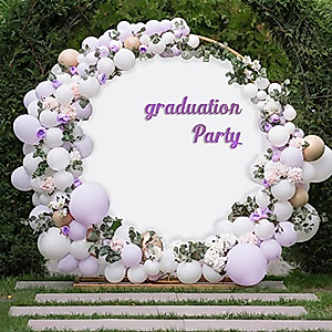 WENMER White Round Backdrop Cover, 6.5 x 6.5ft White Circle Backdrop Background Cover, Cotton-Polyester Blended Fabric Photo Backdrop for Photography Banquet Birthday Bridal Shower Party Wedding Decor
