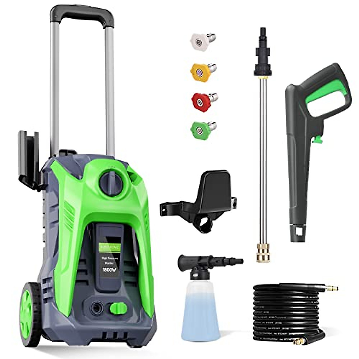 YANICHA Electric Power Washers - 3500 PSI 2.6 GPM Pressure Washer Electric Powered Car Washer with 4 Nozzles Foam Cannon, Clean Cars, Garden, Patio
