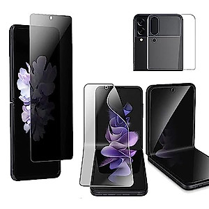 Hraxkaxu for Samsung Galaxy Z Flip 4 5G Privacy Screen Protector,Anti-Peeping Nano Soft Film Inner Screen+Out Up Screen Anti-Peeping Soft film Anti-Spy Protective Film, Transparent