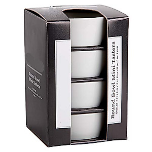 Palais Essentials Farmhouse Decor Porcelain Mini Dipping Bowls Sauce Dishes - Set of 4 Elegant White Soy Sause Dish (2 Oz Round Shape)