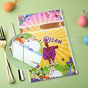 50 Pieces Easter Drawstring Gift Bags Plastic Easter Treat Bags Easter Wrapping Bag Inspiring He is Risen Sign Treat Candy Bags Easter Cookie Bags Goody Bags for Easter Theme Bible School Party Favor