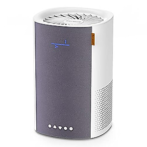 ECOWELL H13 True HEPA Filter Air Purifier, Desktop Air Cleaner with Colorful LED Display, Removing 99.97% of Smoke, Dust, Odors, Pet Dander, Model: EAP050, White & Gray, 7.48 * 7.48 * 11.61”