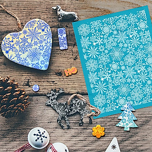 OLYCRAFT 4x5 Inch Clay Stencils Snowflake Pattern Silk Screen for Polymer Clay Christmas Snowflake Silk Screen Stencils Mesh Transfer Stencils Mesh Stencil for Polymer Clay Jewelry Making
