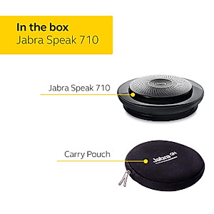 Jabra Speak 710 MS Wireless Bluetooth Speakerphone with Link 370 USB Adapter – Portable Conference Speaker for Holding Meetings Anywhere with Immersive Sound - Certified for Microsoft Teams
