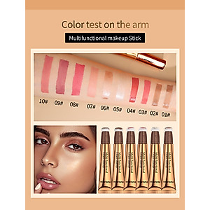 3 Pcs Liquid Contour Beauty Wand Set, Contour & Blush & Highlighter Stick with Cushion Applicator， Attached Easy to Blend, Long Lasting & Smooth Natural Matte Finish (#02#03#05)