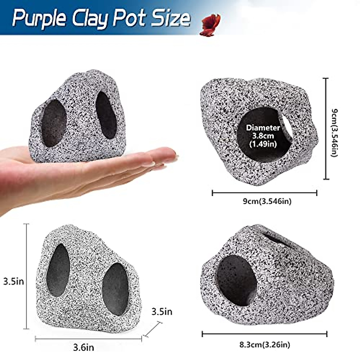 Ameliade Aquarium Decorations Cave Betta Fish Tank Accessories Rock Cave Decor for Shrimp Cichlid Hiding Breeding Small Fish Bowl Hide Decorations Betta Toys Fish Hideout Stones House（Medium）