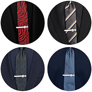 THUNARAZ Initial Cufflinks and Tie Clip Set for Men Personalized Alphabet A-Z Cuff Links and Tie Bar with Gift Box for Business Wedding Shirts Suits