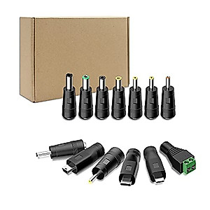 Belker Universal 5V DC 5.5 2.1mm Jack Charging Cable Power Cord, USB to DC Power Cable with 14 Interchangeable Plugs Connectors Adapters Compatible with Fan Speaker Router Mini and More 5V Devices