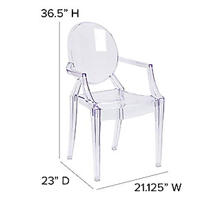Flash Furniture Ghost Chair with Arms in Transparent Crystal