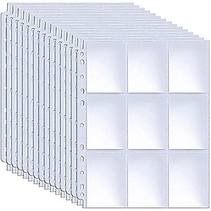 900 Pockets Baseball Card Sleeves, ABLY Double Side 9-Pocket Trading Card Binder Sleeves Page Protectors Sheet for Skylanders, Pokemon, Top Trumps for 3 Ring Binder(50 Pages)