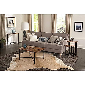 Alaterre Furniture Rivers Edge 36" Acacia Wood and Acrylic Narrow Console Table