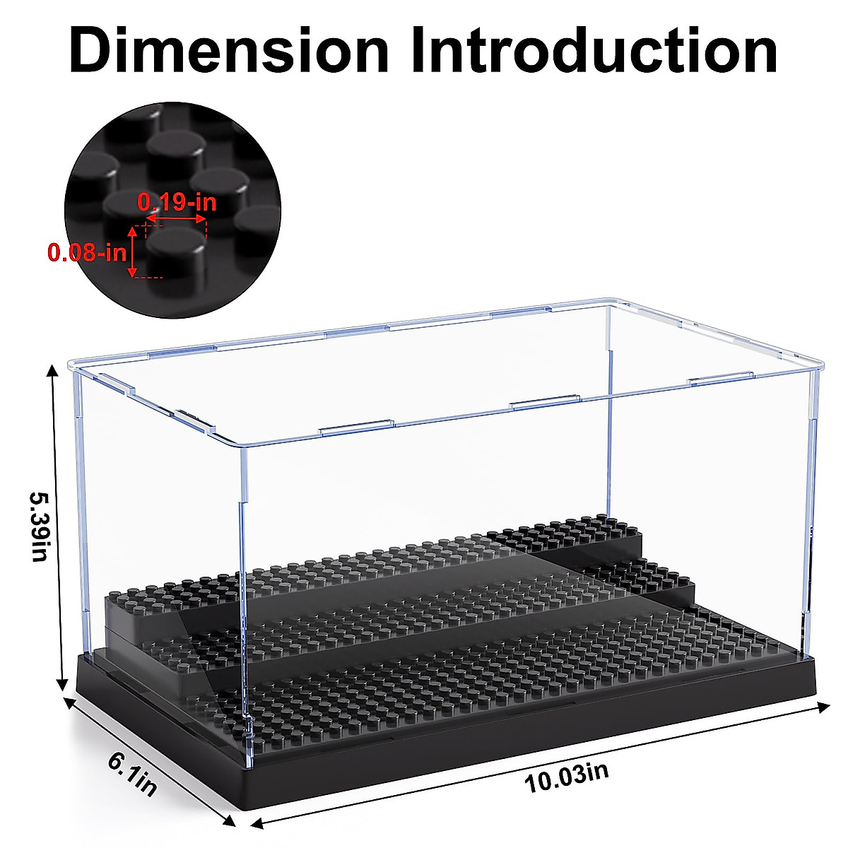 Minifigure Display Case for Action Figures Blocks, Clear Dustproof Acrylic Display Box Storage with 3 Movable Steps Gifts for Children,Black…