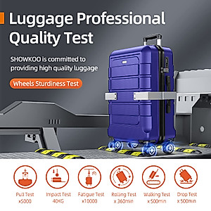 SHOWKOO Luggage Sets Expandable PC+ABS Durable Suitcase Sets Double Wheels TSA Lock 4 Piece Luggage Set Royal Blue