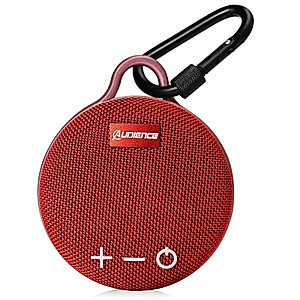 UrbanX Audience Series IPX7 Bluetooth Waterproof Speaker with Clip, 20H Playtime, Compact Speaker with Big Sound, Punchy Bass, Wireless for Samsung Galaxy M10 & Beach, Pool, Boat, Biking Red 1 Pack