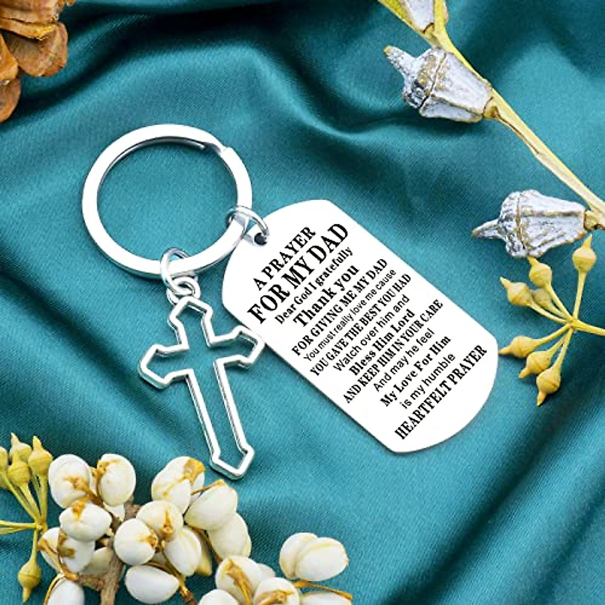 Christmas Gifts For Dad Stocking Stuffers For Men Prayer For My Dad Keychain Father’s Day Birthday Gift For Dad Best Dad Gift From Son Daughter Christian Religious Keychain Cross Keychain Bonus Dad