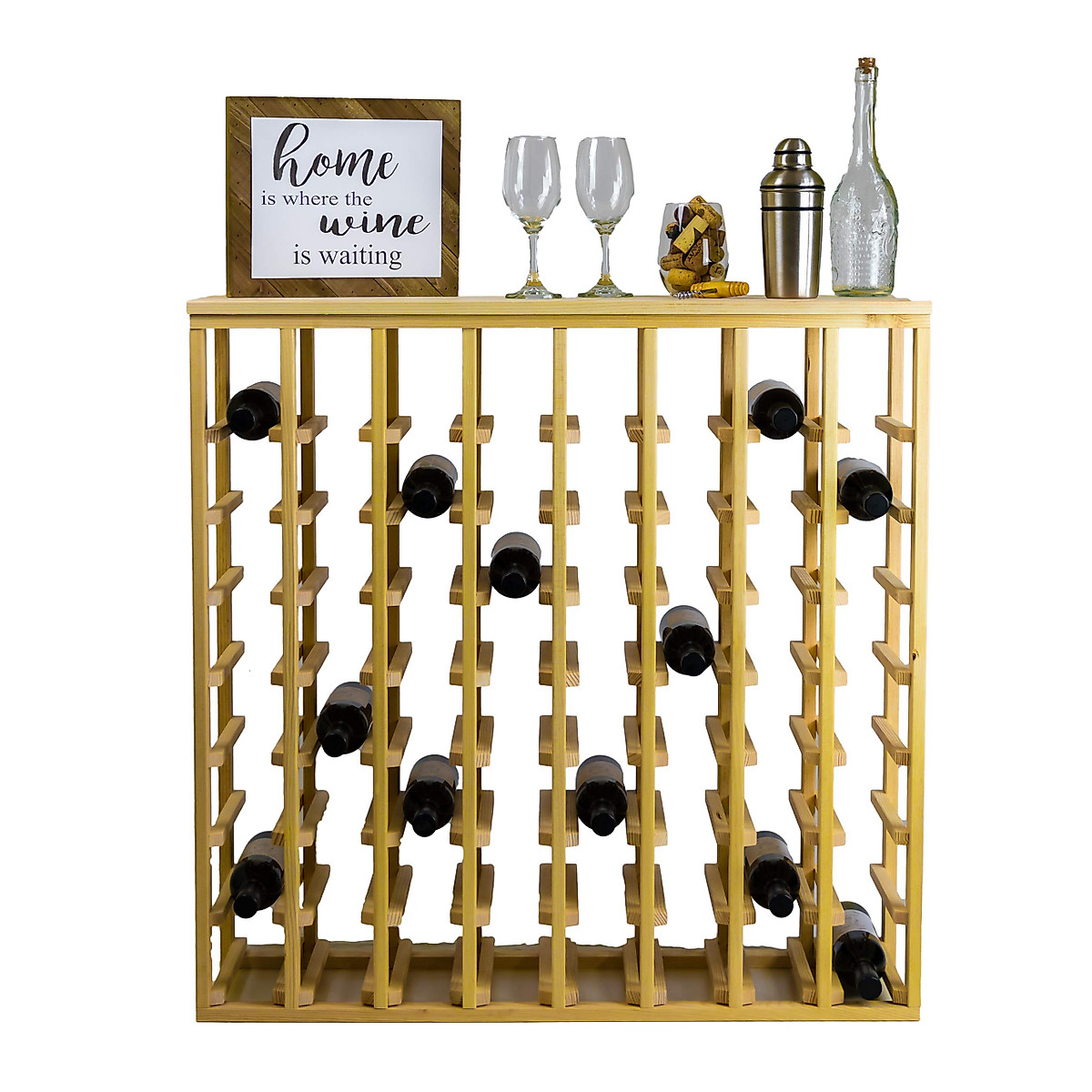 Creekside 64 Bottle Table Wine Rack (Pine) by Creekside - Exclusive 12 inch deep design conceals entire wine bottles. Hand-sanded to perfection!, Pine