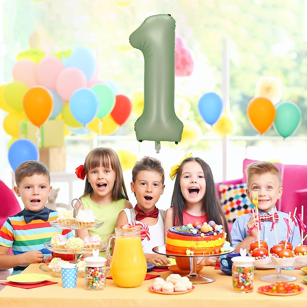 Gifloon Number 1 Balloon, Large number balloons 40 inch Decor, 1st Birthday Party Decorations, Sage Green