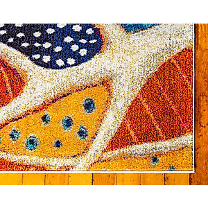 Unique Loom Positano Collection Coastal Modern Abstract Oceanic Rust Red Area Rug (5' x 8')