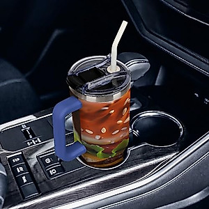 Cheeseburger Fast Food Pattern 40 Oz Tumbler Insulated Stainless Steel Water Bottle Travel Mug Car Cup with Handle And Straw