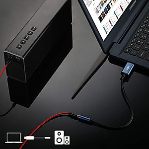 MillSO USB to 3.5mm Audio Jack Adapter, Sapphire Blue TRRS USB to AUX Audio Jack External Stereo Sound Card for Headphone, Speaker, PS4, PS5, PC, Laptop, Desktops - 1 Feet