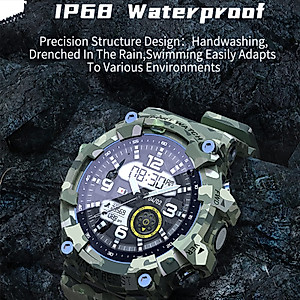 Oxsioeih Military Tactical Smart Watches for Men 1.28" 5ATM Waterproof Fitness Tracker SmartWatch for Android & iPhones with Heart Rate Blood Pressure Monitor Adults Sports Bluetooth Watch