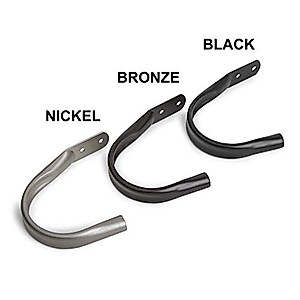 Amazon Basics 1" Curtain Rod with Round Finials, 72" to 144" and Decorative Curtain Holdback, Set of 2, Black