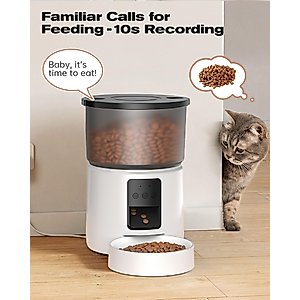 Automatic Cat Feeder: 2.4G/5G Cat Food Dispenser - Cat Feeder with 1-10 Meals - WiFi Cat Feeder Automatic - APP Control - Cat Automatic Feeders - Auto Cat Feeder - 3L Pet Feeder - BEMOONY White