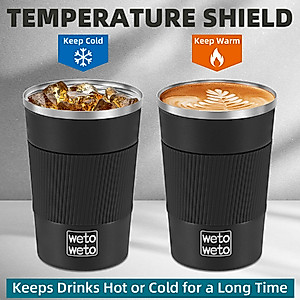 WETOWETO 12oz Stainless Steel Coffee Tumbler, Travel Coffee Mug, Insulated Coffee Mug with Lid, Spill Proof Coffee Cup, Portable Thermal Mug, Reusable Coffee Cup for Hot and Cold