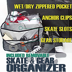 Athletico Hockey Duffle Bag - 35" Large Ice Hockey Duffel XXL Travel Bag for Equipment & Gear, with Included Organizer Caddy (Back)