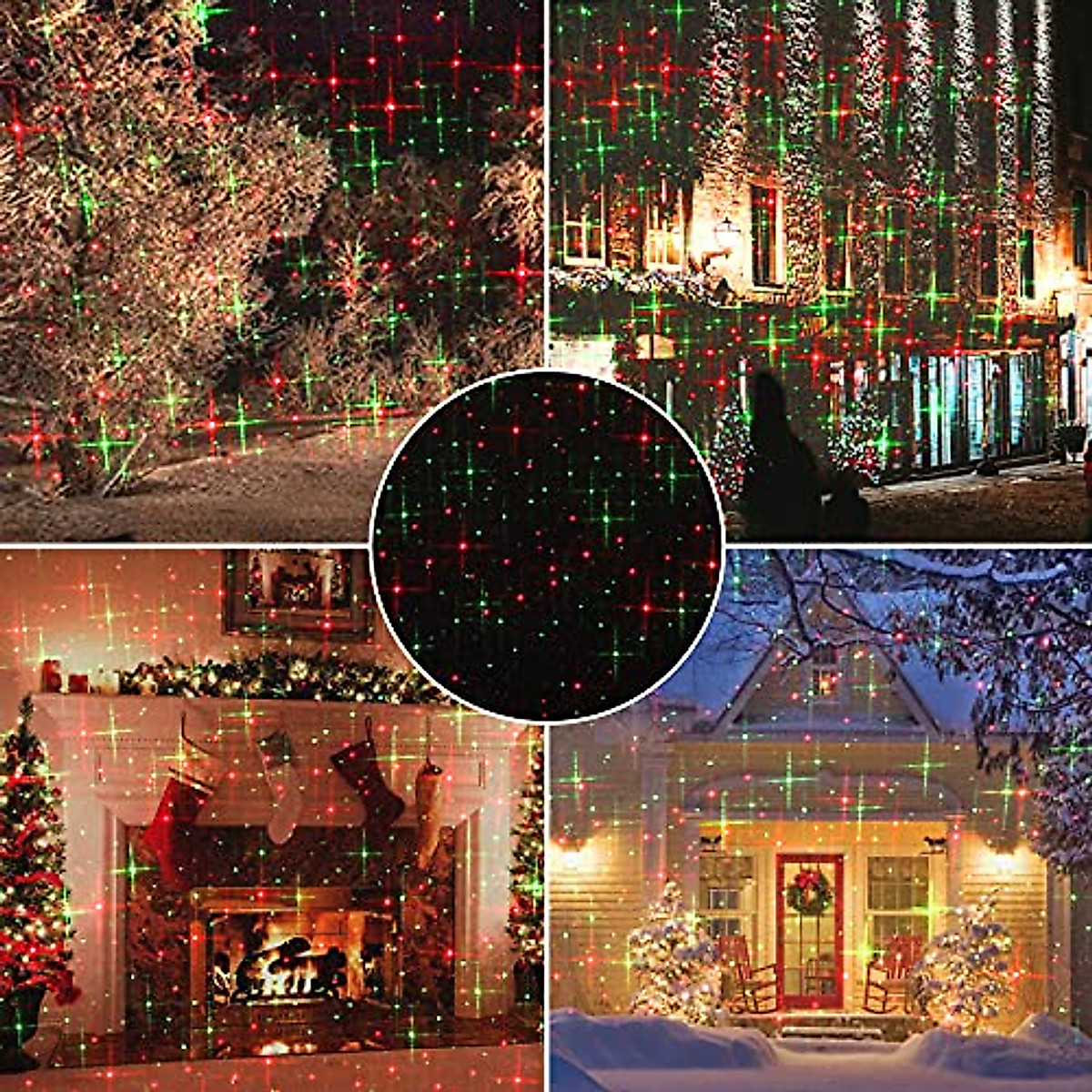 Christmas Lights Laser Projector Outdoor Red and Green Starry Projection Light 3 Working Modes Waterproof Plug in Mountable for Holiday Xmas House Indoor Party New Year Decoration Show, Black