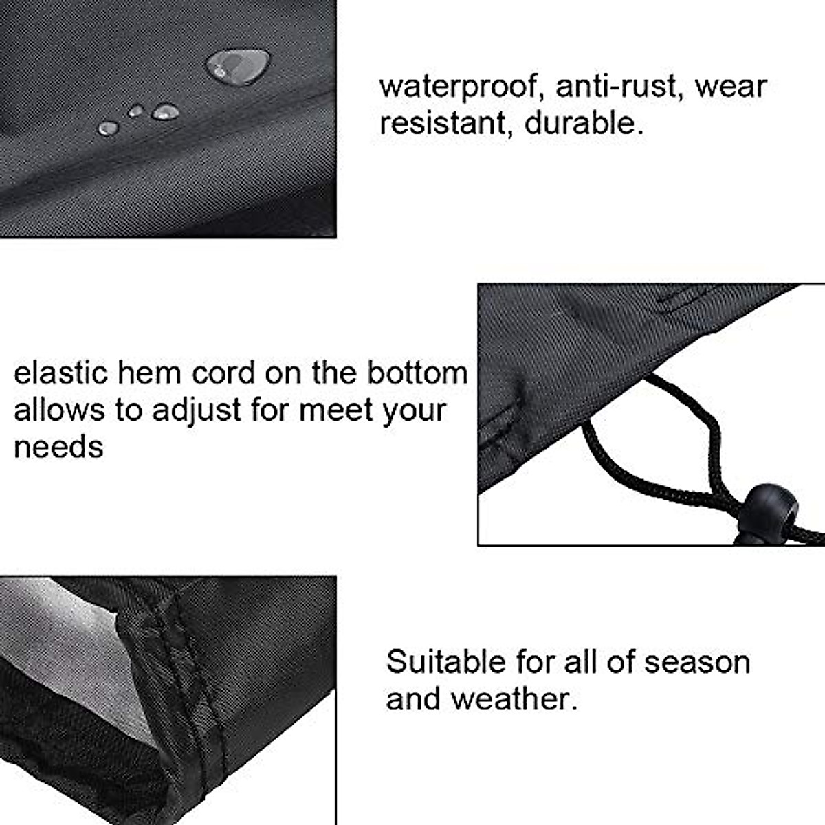 Alomejor Garden Chair Cover Waterproof Anti Rust Chaise Lounge Chair Protective Cover Oxford Fabric Outdoor Furniture Cover with Storage Bag(210D Outer Black&Inner Silver)