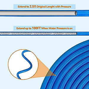 100ft Expandable Garden Hose, 2023 Upgrade Lightweight Extra Strength Fabric and 3-Layer Latex Core, Reusable 3/4" Solid Brass Fittings, Dirt-Resistant, No-Kink, Best Choice for Watering and Washing