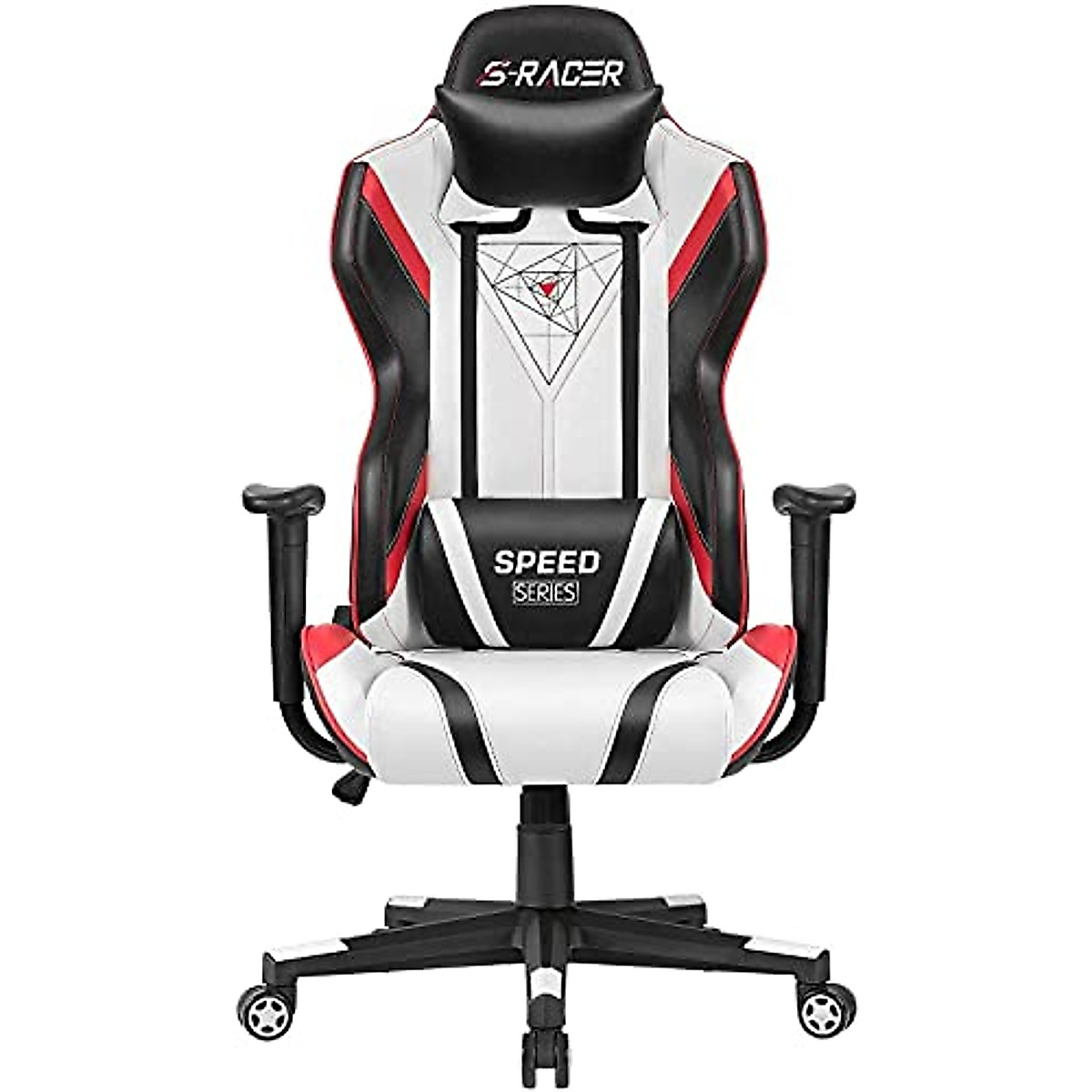 Homall Gaming Racing Office High Back PU Leather Chair Computer Desk / Video Game Chair Ergonomic Swivel Chair with Headrest and Lumbar Support (Black&White)