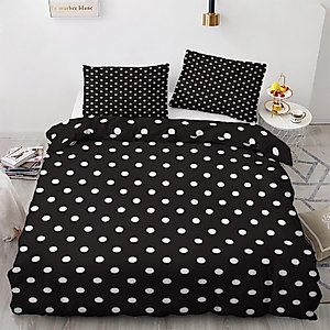 Quzepzarl Polka Dot Duvet Cover Set Queen Size, Black White Circle Bedding Set 3 Pieces with Zipper Closure, Geometric Comforter Cover Soft Microfiber 1 Duvet Cover 90" x 90" and 2 Pillow Shams