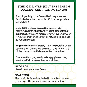 Stakich Fresh Royal Jelly - Pure, All Natural - No Additives/Flavors/Preservatives Added - 1 Kilogram (2.2 Pounds)