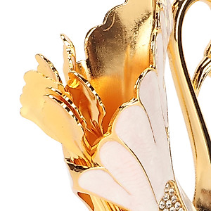 GLOGLOW Swan Base Holder, Innovative Gold Smoother Edges Swan Base Holder Coffee Dinnerware Set with Forks Spoons for Bistros Bars Amily (Golden White Spoons)