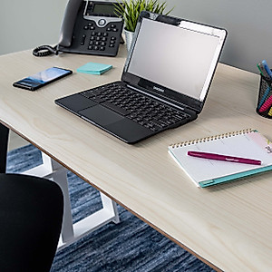 Stand Up Desk Store Crank Adjustable Ergonomic Standing Desk (White Frame/Antique Birch Desktop, 48” Wide)