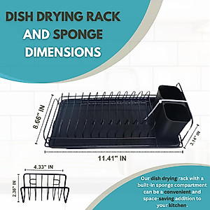 Easy WAYZ Stainless Steel Dish Drying Rack with Sponge and Cutlery Holder-Dish Rack for Kitchen Counter –Multifunctional and Space Saving Kitchen Organizer- Anti-Rust Dish Washer Dryer Rack