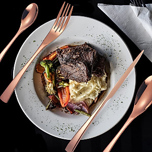 MURRI&MURRDI 7 Pieces Reusable Utensils Set with Case Portable Cutlery Set Stainless Steel Travel Utensils Including Knife Fork Spoon Chopsticks Straws Brush,Dishwasher Safe(7 Rose golden)