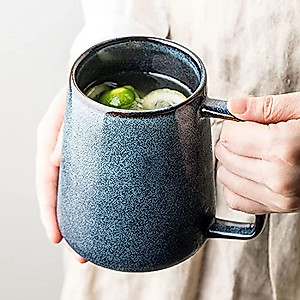 Large Ceramics Coffee Mugs,24 OZ,Large Handle Design,Extra Large Tea and Coffee Cup for Office and Home，Microwave And Dishwasher Safe(Color:24 oz blue)