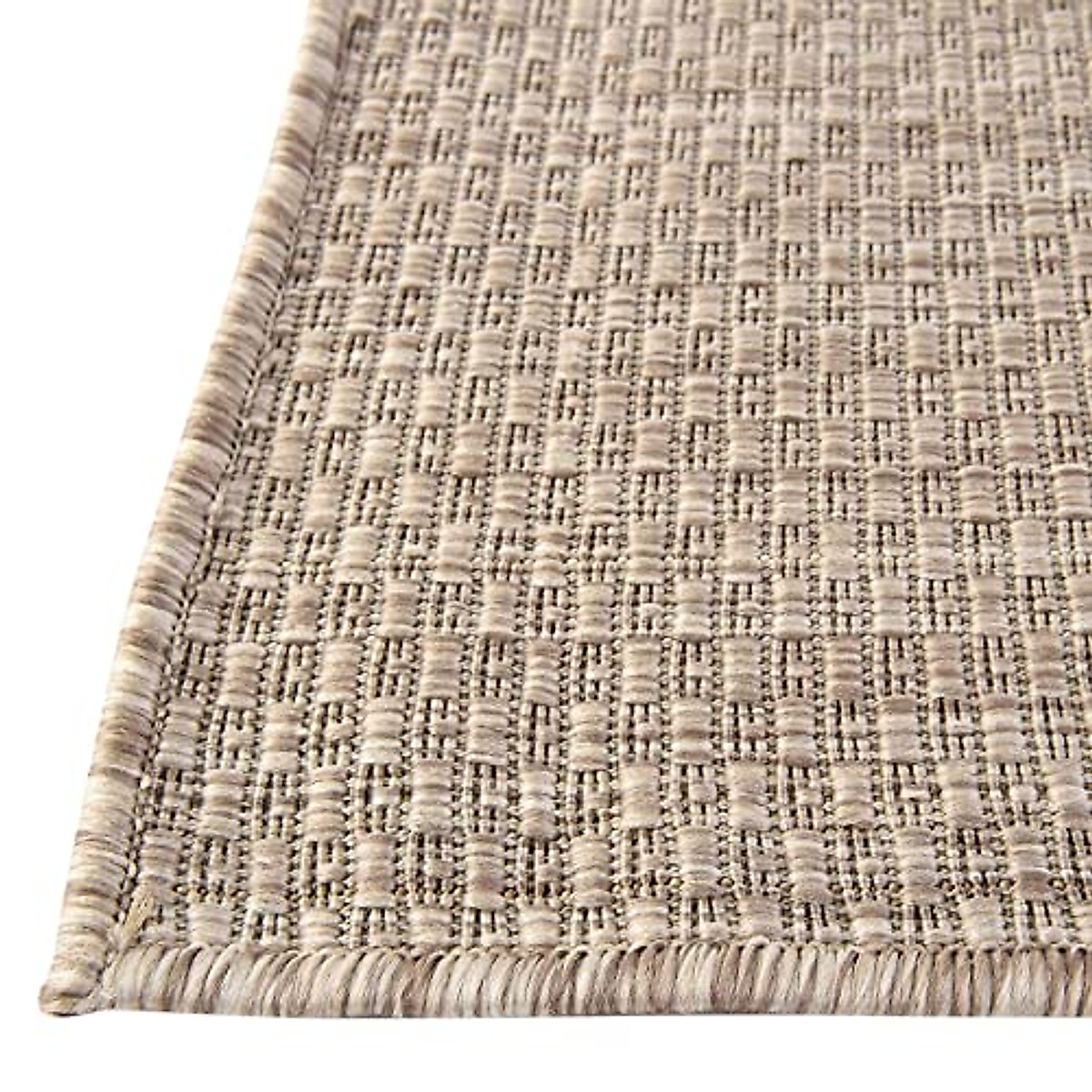 Unique Loom Collection Casual Transitional Solid Heathered Indoor/Outdoor Flatweave Area Rug, Rectangular 4' 0" x 6' 0", Beige