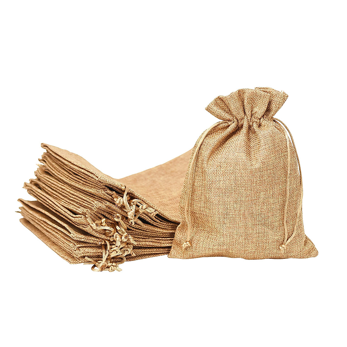 Mandala Crafts Burlap Bags with Drawstring - 7x9 Inches Drawstring Pouch Set - Bulk Rustic Linen Burlap Drawstring Bags for Burlap Gift Bags Wedding Party Coffee Candy Favor Bags 20 PCs