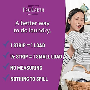 Tru Earth Laundry Detergent Sheets - Up to 64 Loads (32 Sheets) - No Plastic Jug - Original Eco-Strip Liquidless Laundry Detergent - Lilac Breeze