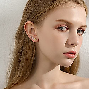 PELOVNY 925 Sterling Silver Bee Earrings Honeycomb Bee Ear Climbers Earrings Jewelry Gifts for Women