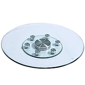 MANG Large Tempered Glass Lazy Susan Round Rotating Turntable Tray Kitchen Dining Table Serving Plate For Family/Birthday Parties, Chinese Restaurant