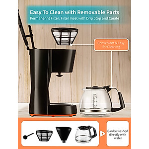 Gevi 5 Cups Small Coffee Maker, Compact Coffee Machine with Reusable Filter, Warming Plate and Coffee Pot for Home and Office