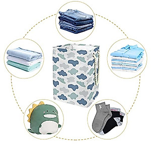 Laundry Hamper Blue Cloud Pattern Collapsible Laundry Baskets Firm Washing Bin Clothes Storage Organization for Bathroom Bedroom Dorm