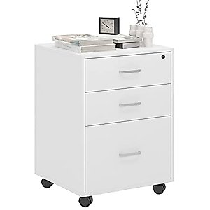sogesfurniture 3 Drawer File Cabinet for Home Office, Under Desk Metal Filing Cabinet for Legal/Letter/A4 File, Mobile Filing Cabinet for Home Office, White 10CZSSFC04WT